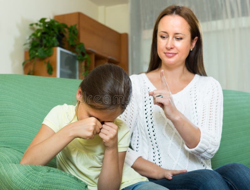 Woman Berating Crying Daughter Stock Photo - Image of hysterics ...