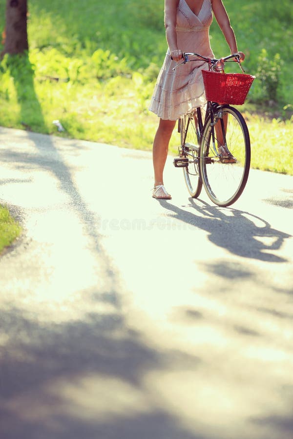 Woman on bicycle stock image. Image of sunny, lifestyle - 32634859