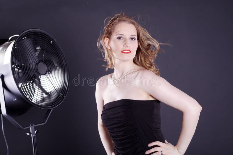 Woman with big fan stock image. Image of person, people - 39187865
