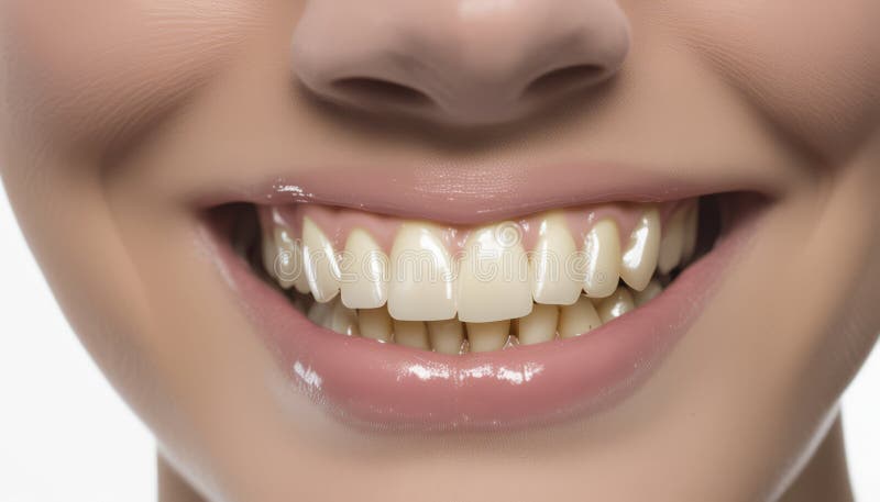 A Woman with a Big Smile and Yellow Teeth Stock Illustration ...