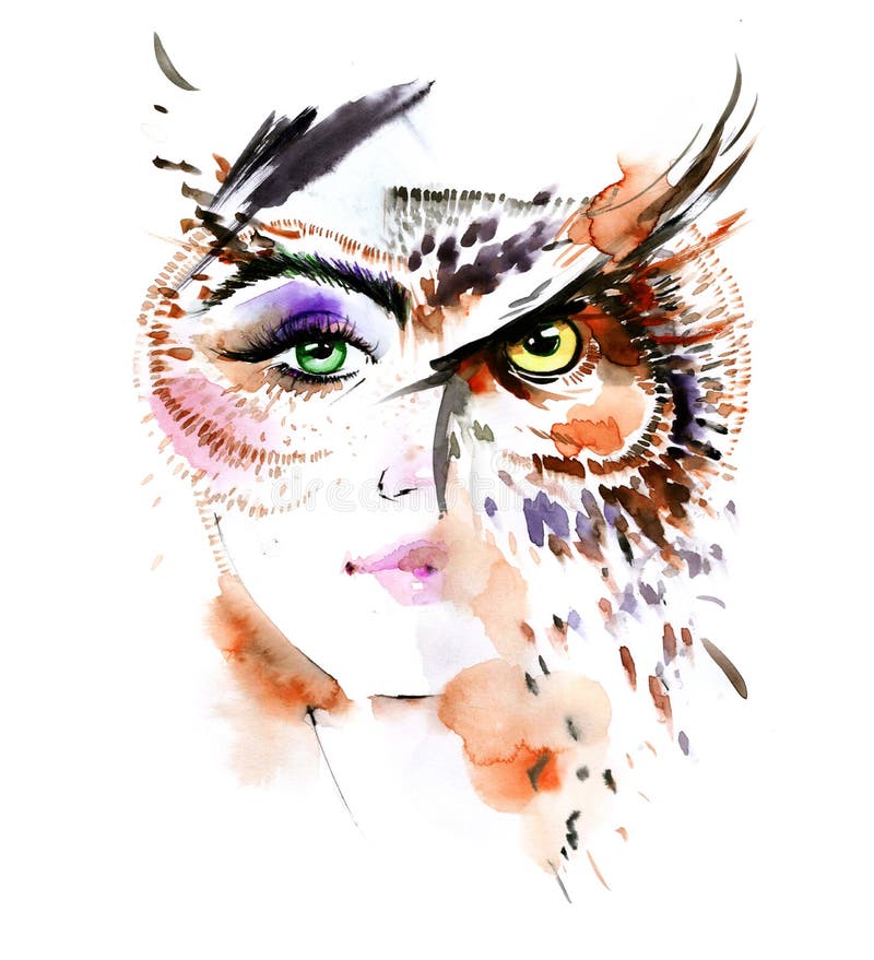 Woman - bird stock illustration. Illustration of eyebrow - 145958246