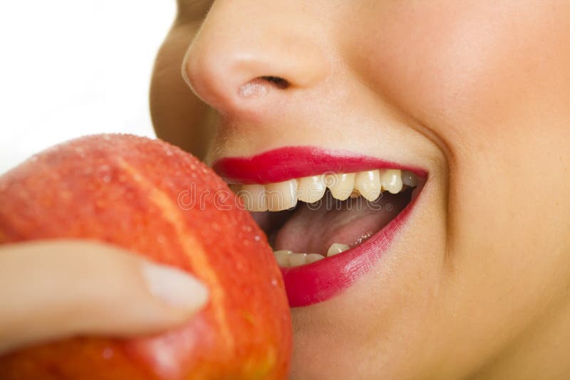 Second bite of red apple stock photo. Image of healthy - 5580072