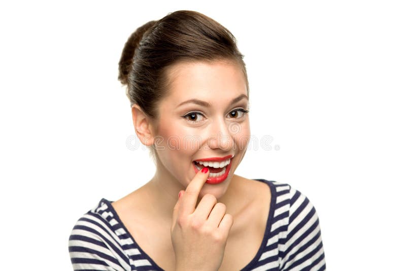Woman biting lip stock image. Image of portrait, colorful - 28161743