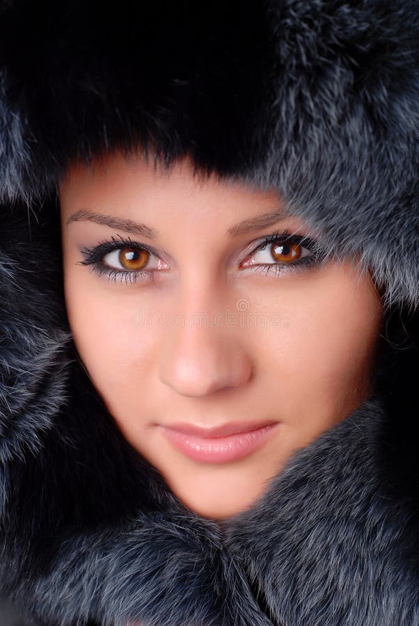 Woman and black fur stock photo. Image of fluff, jewelry - 8321032