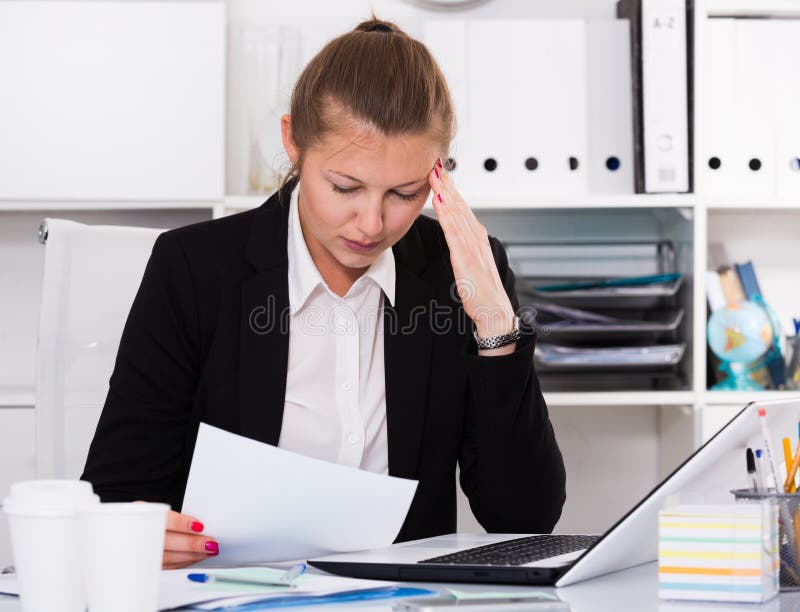 Woman in Black Suit is Having Complicated Issue with Project Stock ...