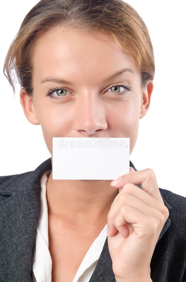 Woman with blank message stock image. Image of female - 26842027