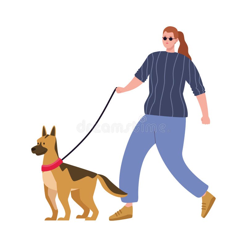 Woman blind with dog stock vector. Illustration of human - 223203825