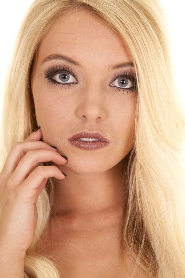 Woman Blond Close Head Serious Eyes Stock Image Image Of Natural