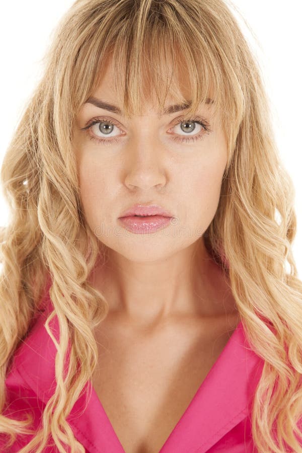 Woman Blond in Pink Serious Stock Photo - Image of long, hair: 29473958