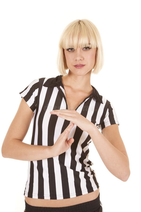 Black Referee Calling Time Out or a Technical Foul Stock Photo - Image ...