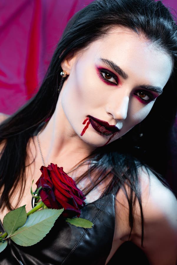 Woman with Blood on Face and Stock Image - Image of blood, holiday ...