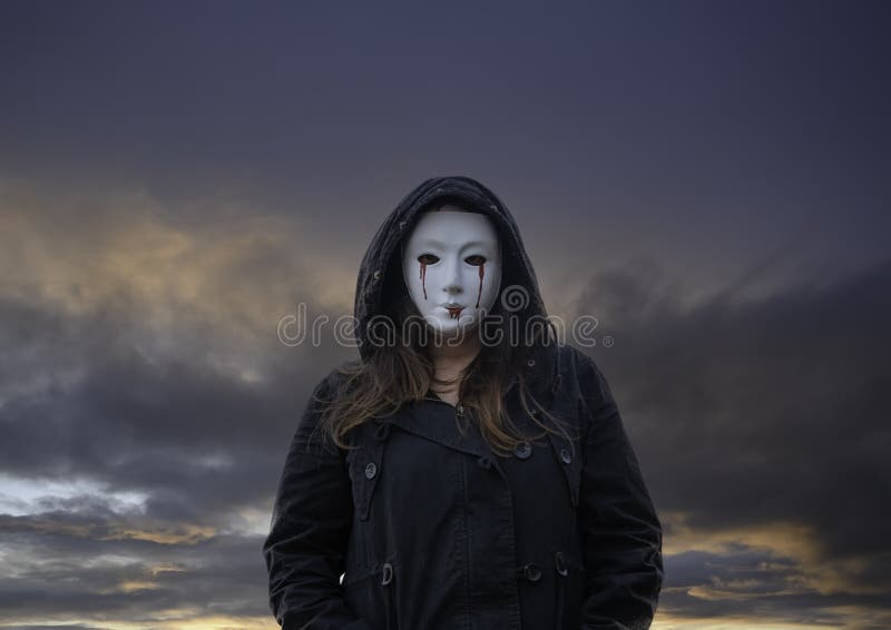 Woman with scared mask stock image. Image of people - 201190205