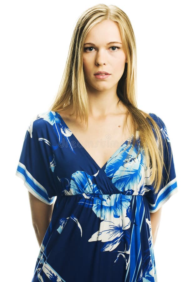 Woman in blue stock image. Image of beautiful, innocence - 10637637