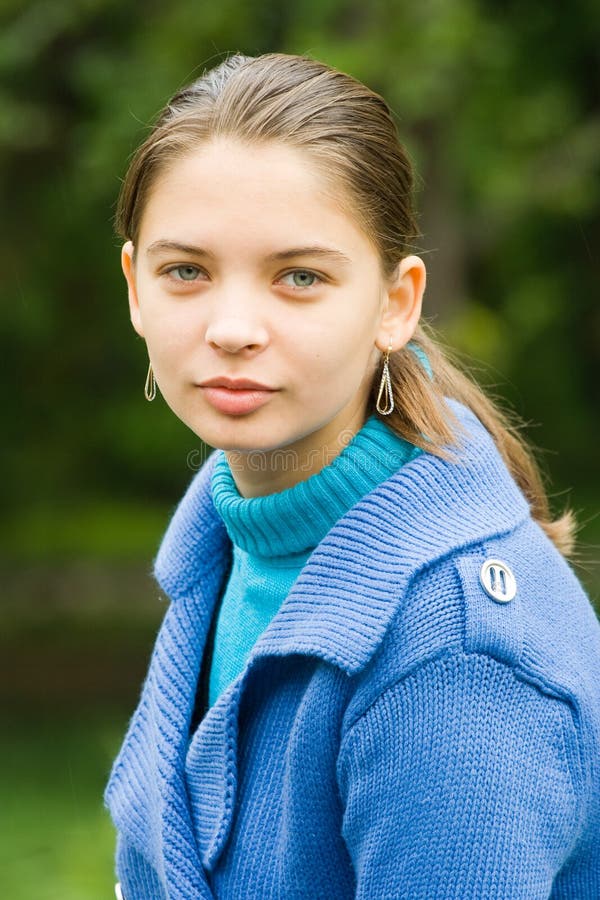 Woman with Blue Coat Outdoors Stock Photo - Image of lady, environment ...