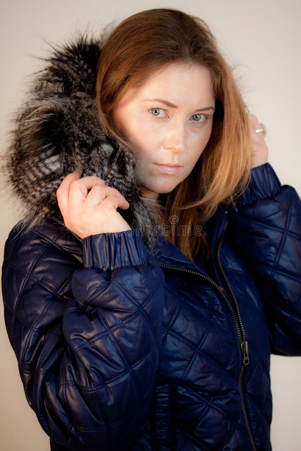 Woman with a blue jacket stock photo. Image of woman - 17874598