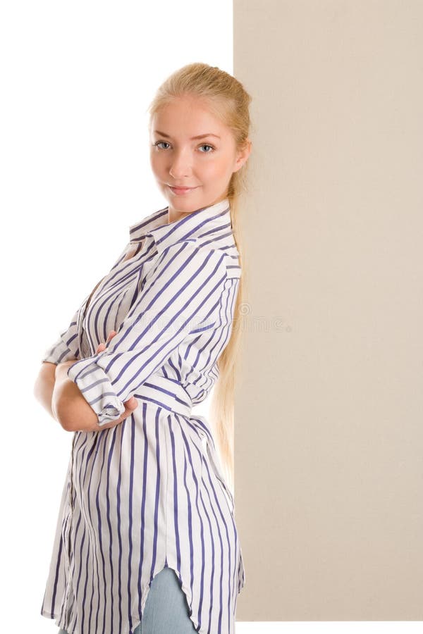 Woman with board banner stock photo. Image of adults - 23237738