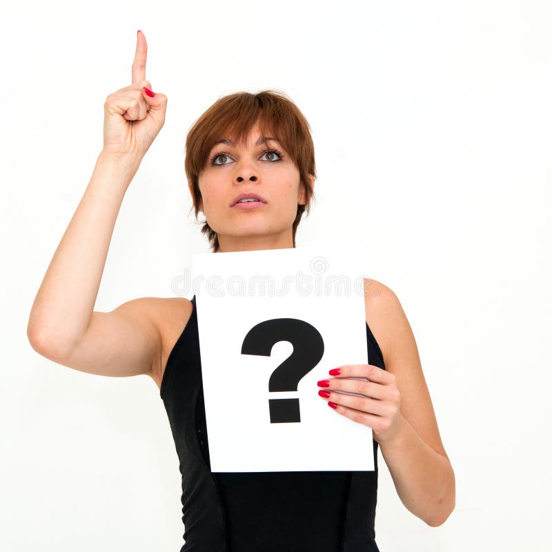 Woman with Board Question Mark Sign Stock Image - Image of people ...