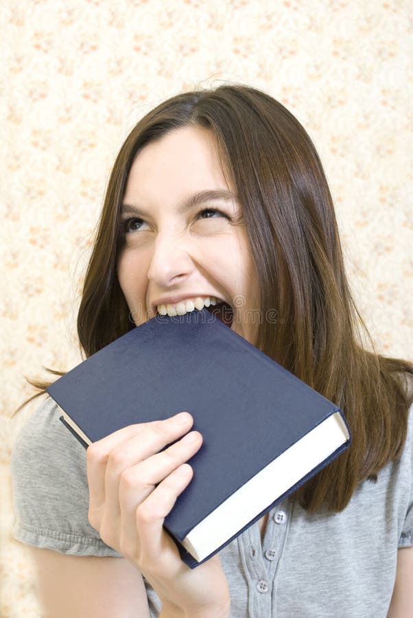 Woman with book stock image. Image of student, smile - 10187253