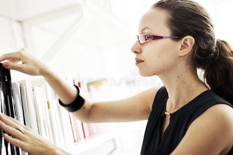 Woman Book Category Knowledge Wisdom Concept Stock Image - Image of ...