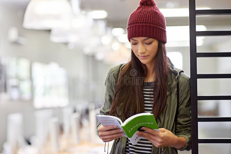Woman with Book, Student in Library Reading and Study for Exam or ...