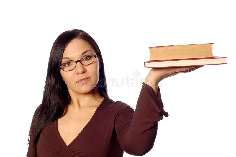Woman Carrying Books stock image. Image of background - 5489367