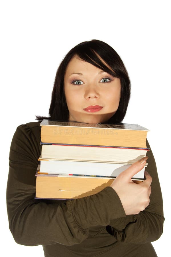 Woman with books stock image. Image of volumes, books - 7151117
