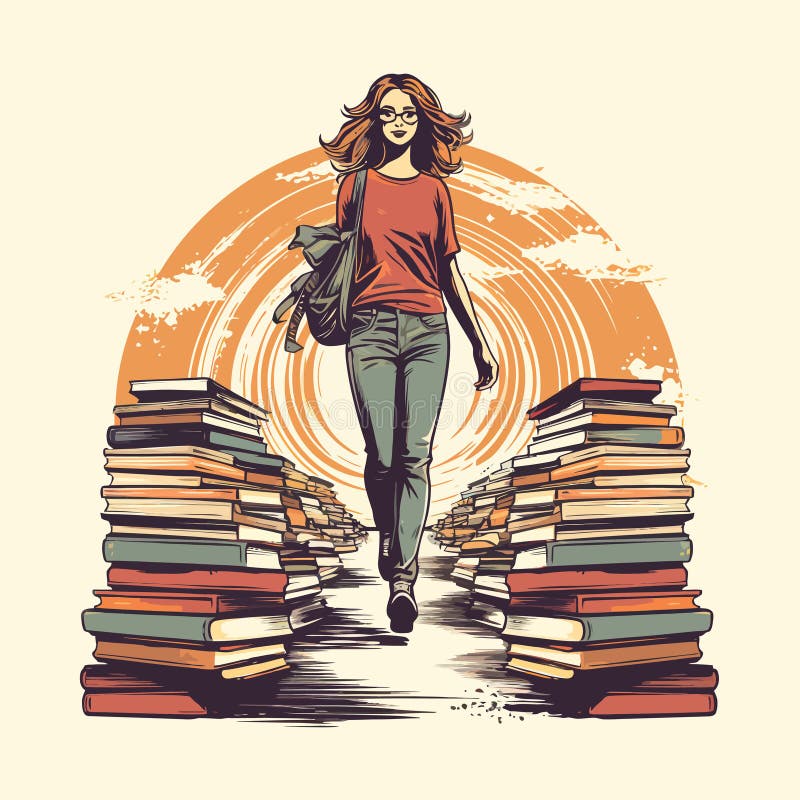 Woman and Books. Vector Illustration Design Stock Vector - Illustration ...