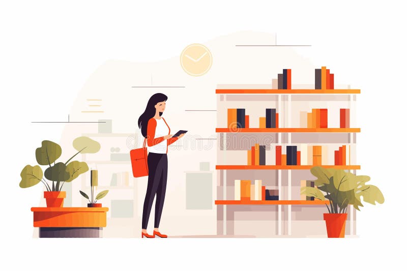 Woman in Bookstore Vector Flat Minimalistic Isolated Illustration Stock ...
