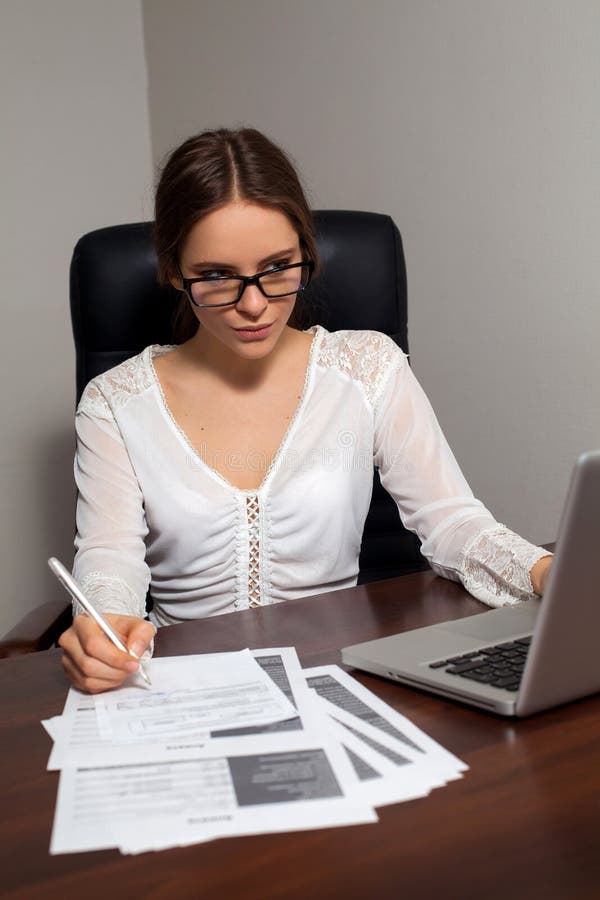 Woman Boss Works in the Office Stock Photo - Image of person, boss ...