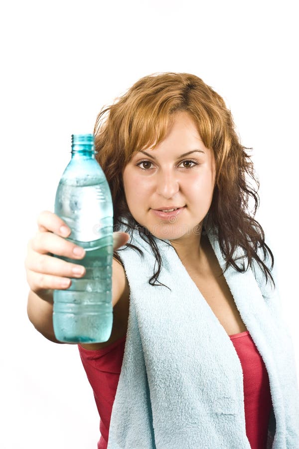 Woman with bottle of water stock photo. Image of sporty - 15447422