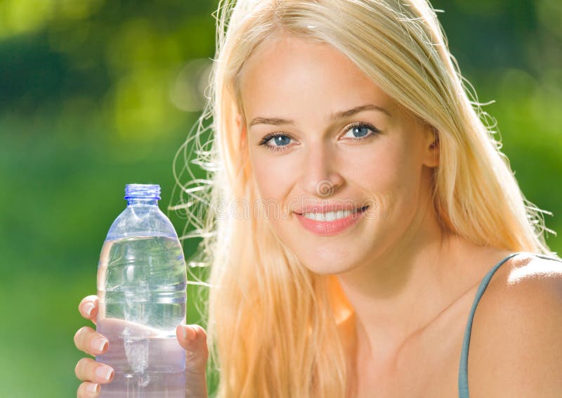 Woman with water stock image. Image of outside, female - 14909799