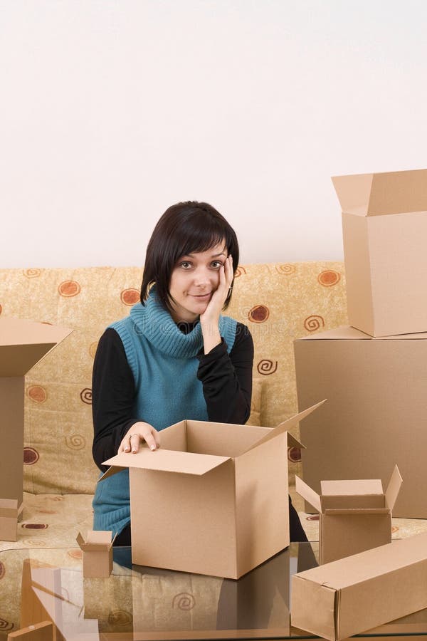 Woman with box stock image. Image of cardboard, happy - 16583561