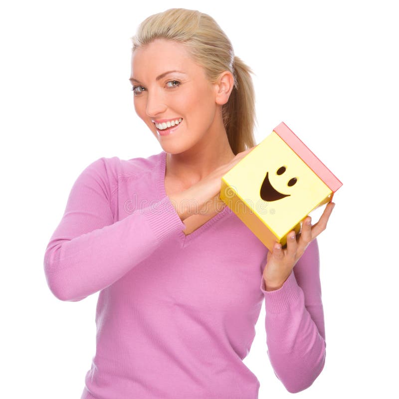 Woman with box stock image. Image of friendly, cardboard - 25115759