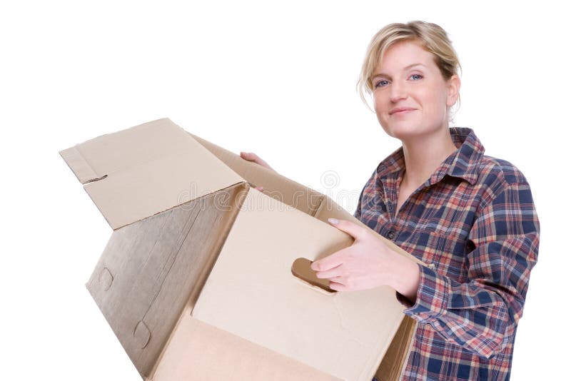 Proud Woman Standing in a Cardboard Box Stock Photo - Image of brown ...