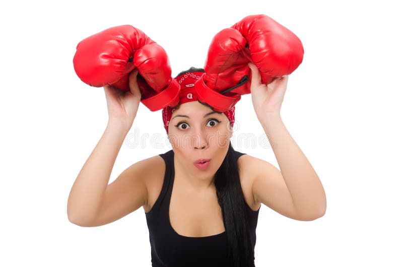 Woman Boxer Isolated on the White Stock Image - Image of female ...