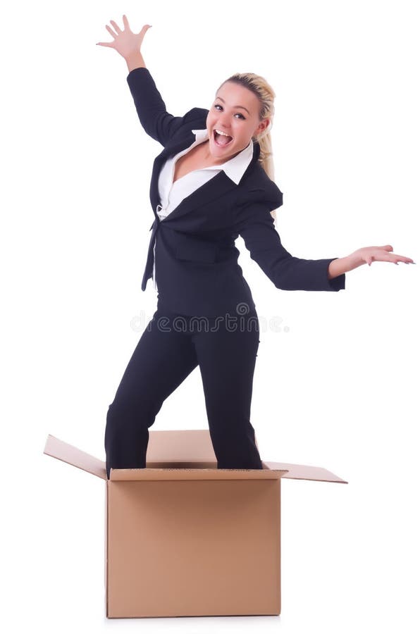 Woman with boxes stock photo. Image of container, cardboard - 33763574
