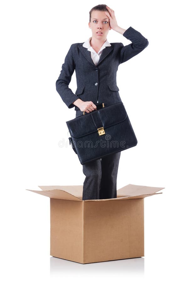 Woman with boxes stock photo. Image of case, funny, outside - 36369616