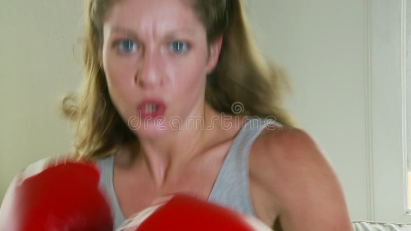 Woman boxing stock footage. Video of cute, exercising - 257814782