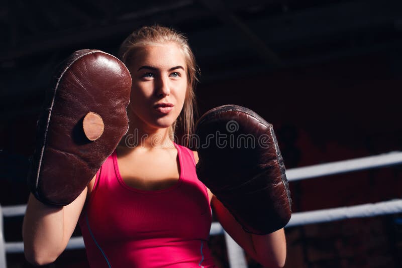 Woman boxing stock photo. Image of blond, defense, beat - 79647096