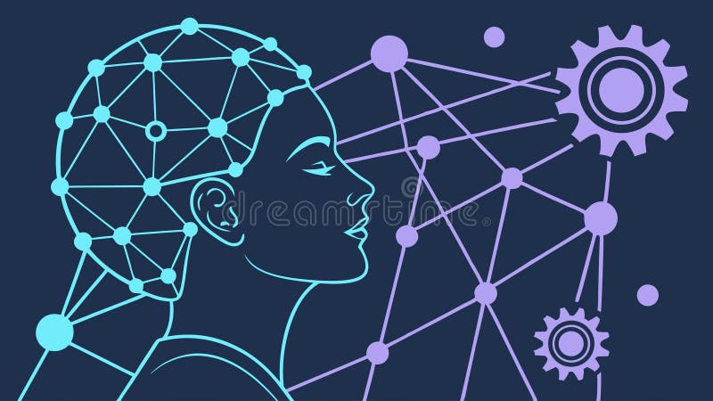 Woman Brain Gears, Mechanical Mind and Cognitive Process Design. Vector ...