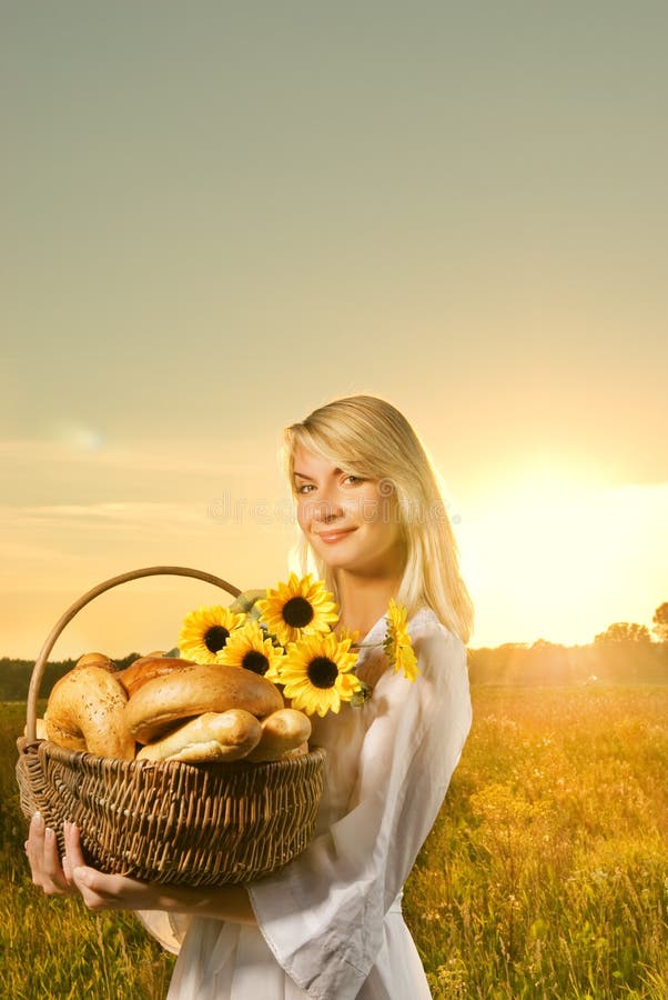 Woman with a bread stock photo. Image of bakery, crop - 6326338