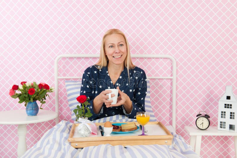 Middle Aged Woman with Insomnia Stock Image - Image of pink, sitting ...