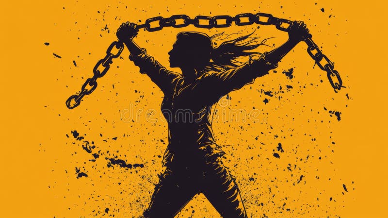 Woman Breaking Free from Shackles of Oppression Stock Illustration ...