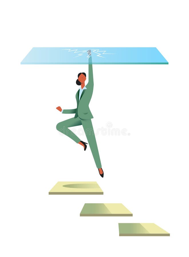 Woman Breaks Glass Ceiling Concept Vector Illustration Stock ... Woman Breaks Glass Ceiling Concept Vector Illustration Stock ...