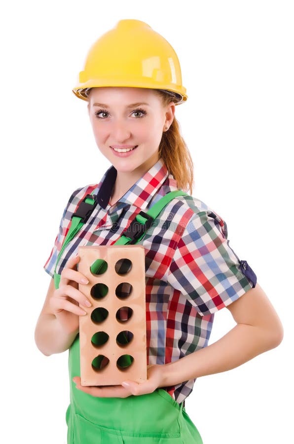 Woman with bricks isolated stock image. Image of manager - 47328977