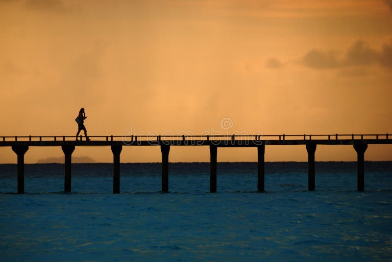 Woman on bridge stock image. Image of exploration, pillar - 6920159