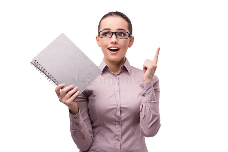 The Woman with Bright Idea Isolated on White Stock Photo - Image of ...