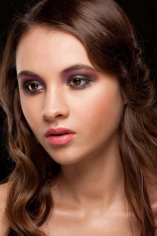 Woman with Bright Fashion Makeup Stock Photo - Image of black, girl ...