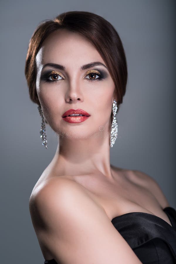Woman with bright makeup stock image. Image of gown, golden - 36519411