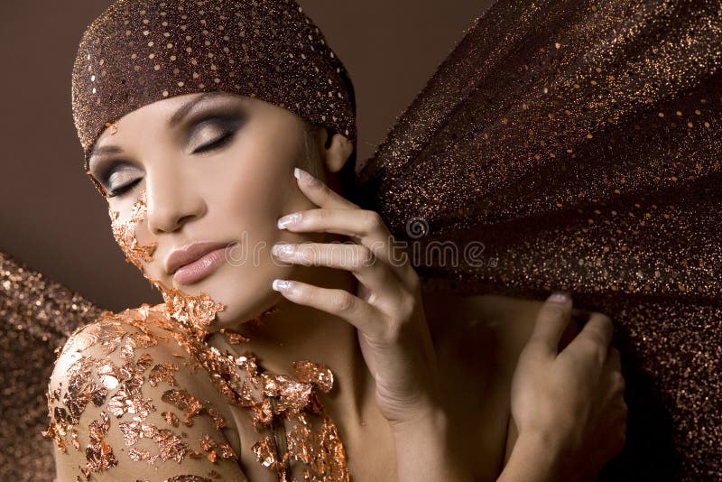 Woman in bronze stock image. Image of adult, glamorous - 11570057